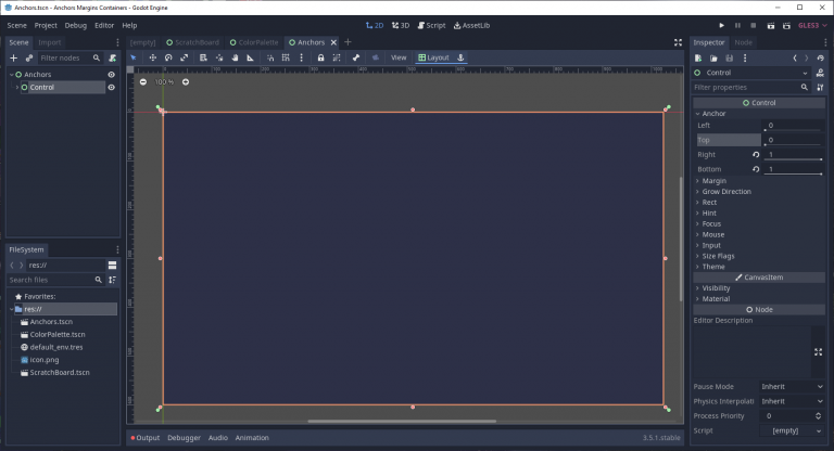 Anchors and Margins and Containers, Godot My! – Josh Anthony