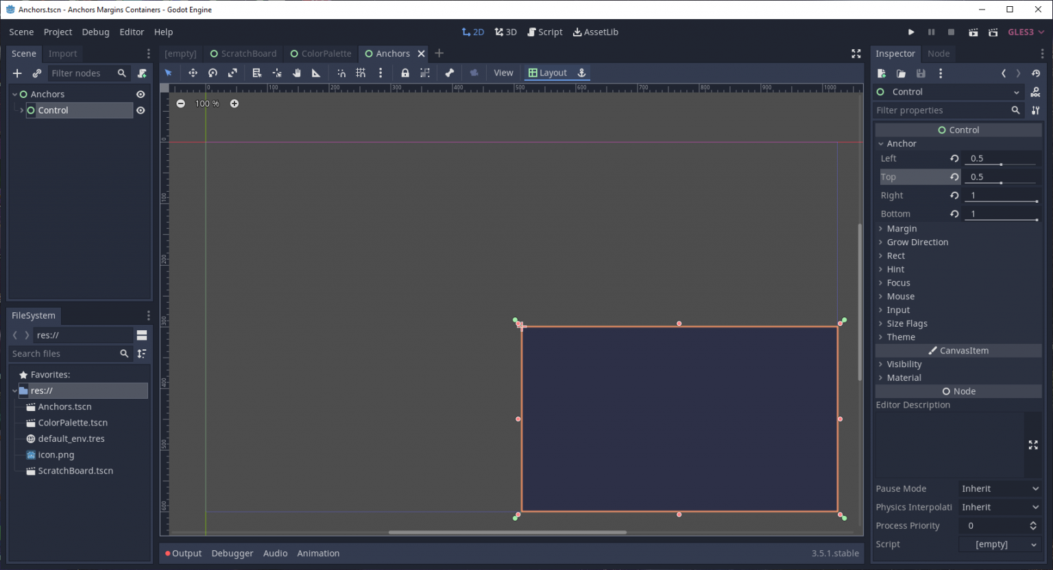 Anchors and Margins and Containers, Godot My! – Josh Anthony